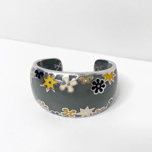 Alan K | Jewelry | Alan K Designo Floral Enamel Silver Cuff Bracelet ...